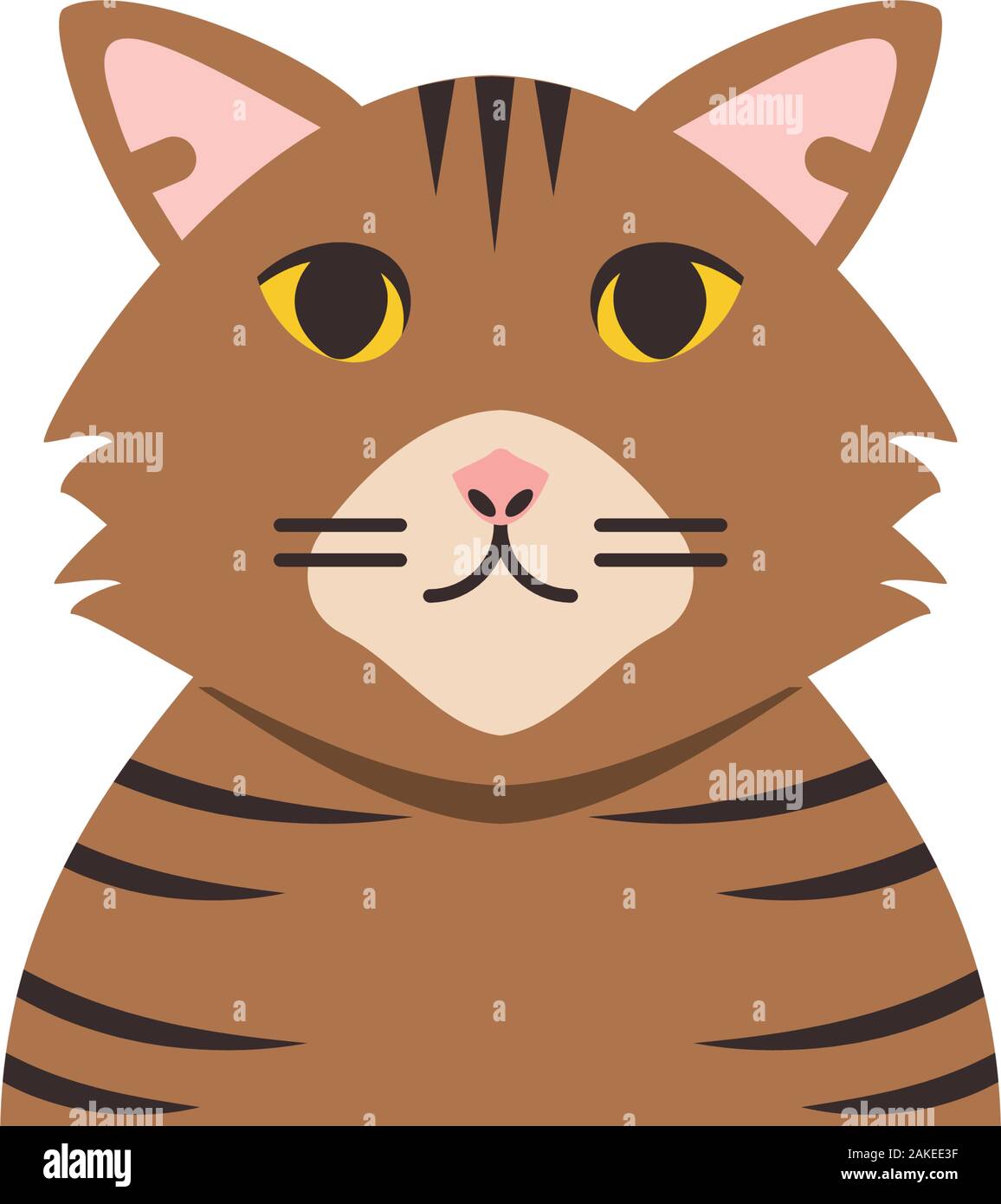 Cute brown and striped cat cartoon design, Animal pet kitten domestic ...
