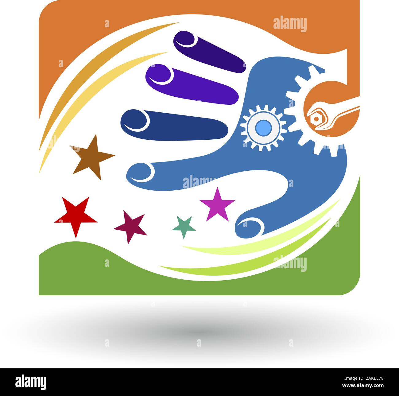 hand gear logo Stock Photo - Alamy