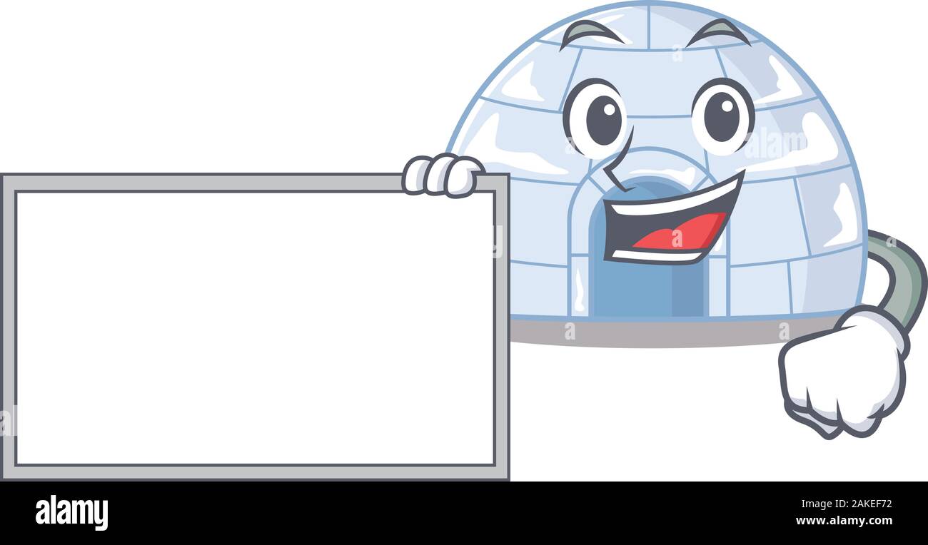Funny igloo cartoon character design style with board Stock Vector ...