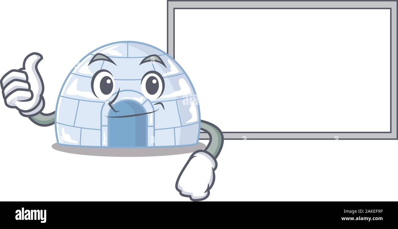 Thumbs up of igloo cartoon design with board Stock Vector Image & Art ...