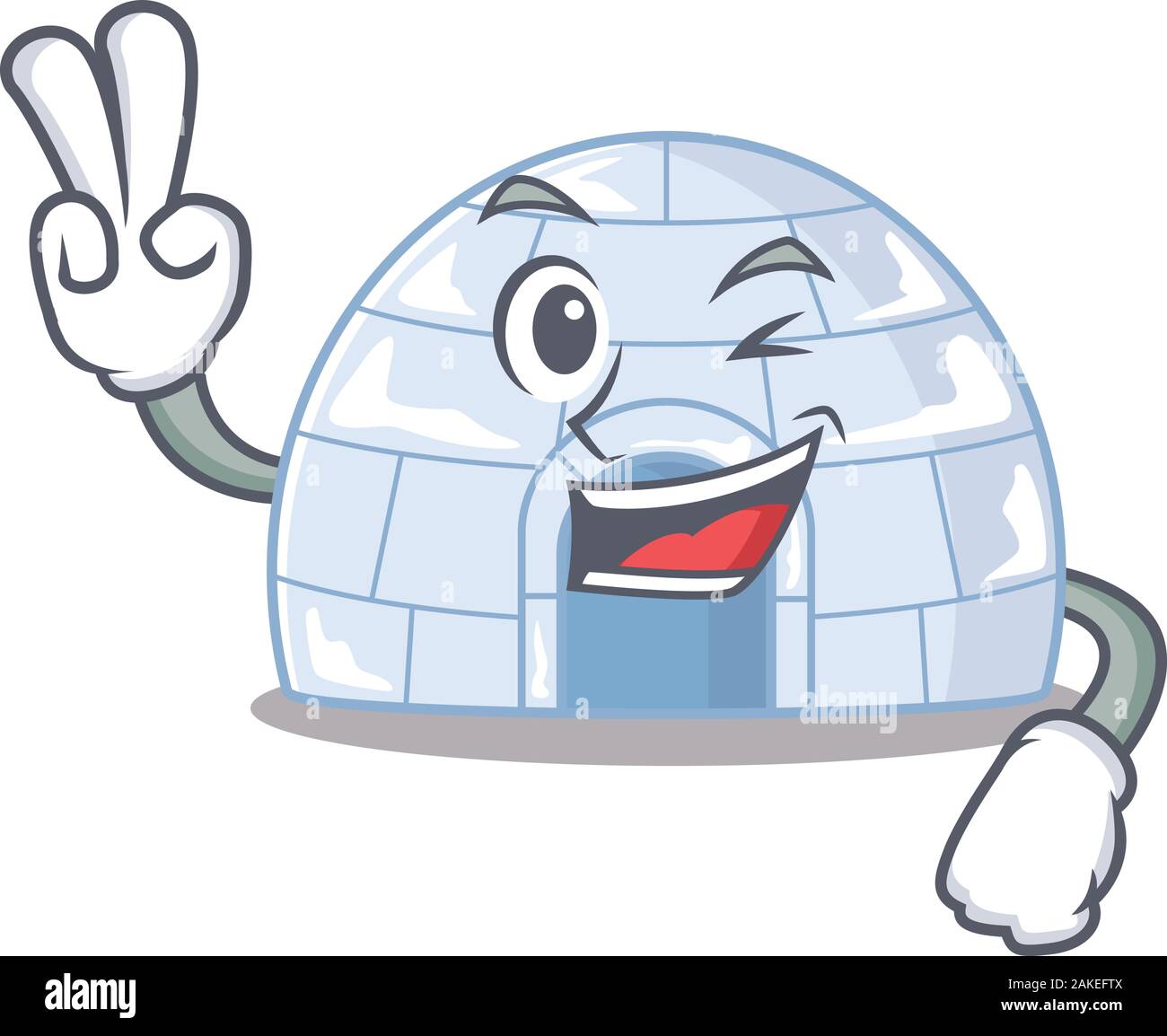 Smiley mascot of igloo cartoon Character with two fingers Stock Vector ...