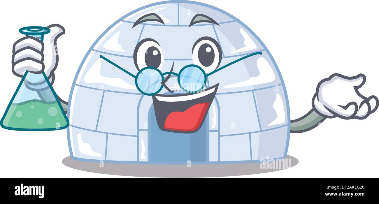 Smart Professor igloo cartoon character with glass tube Stock Vector ...