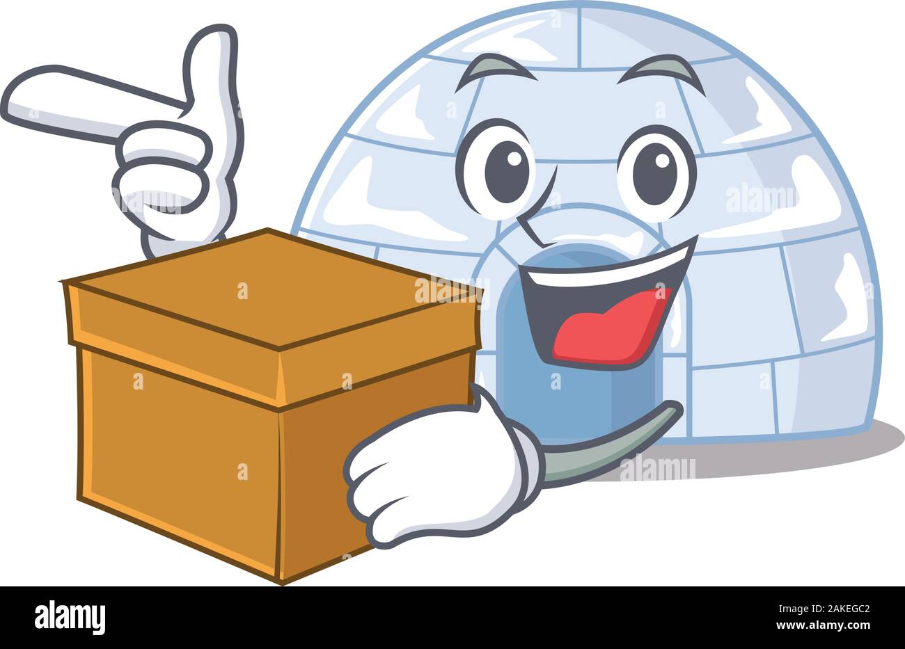 Cute igloo cartoon character having a box Stock Vector Image & Art - Alamy