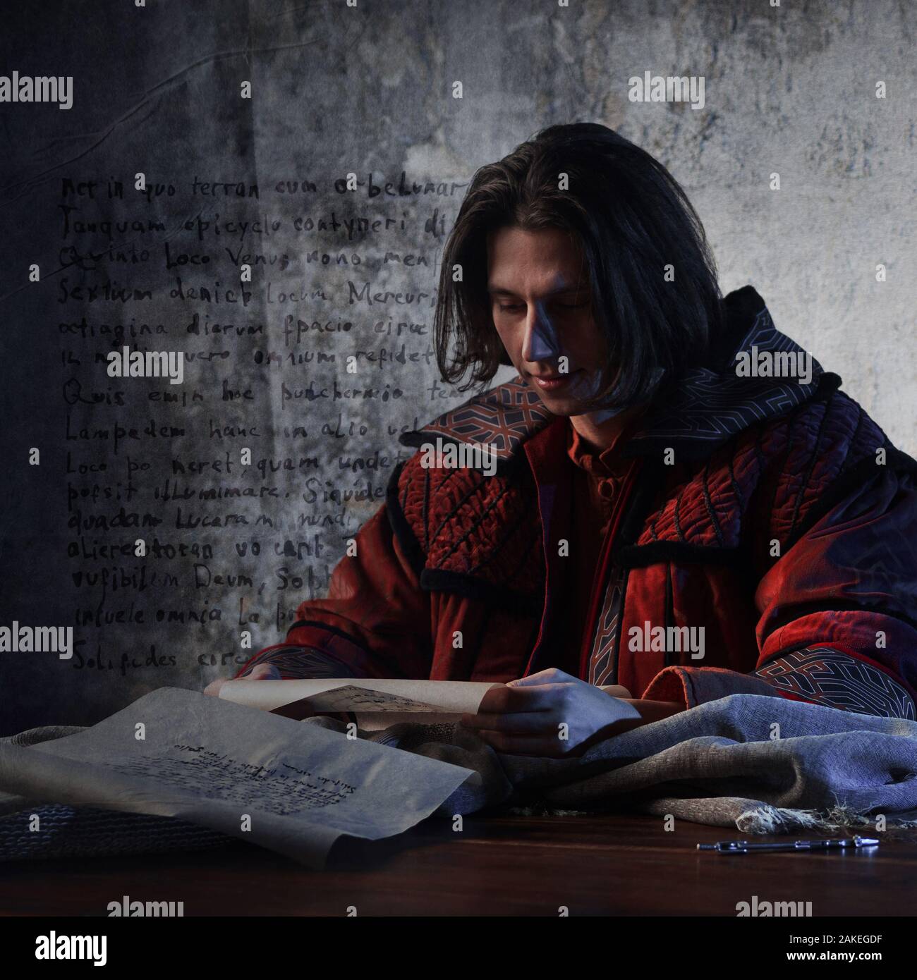 History of scientific knowledge, the concept. A young man in the image ...