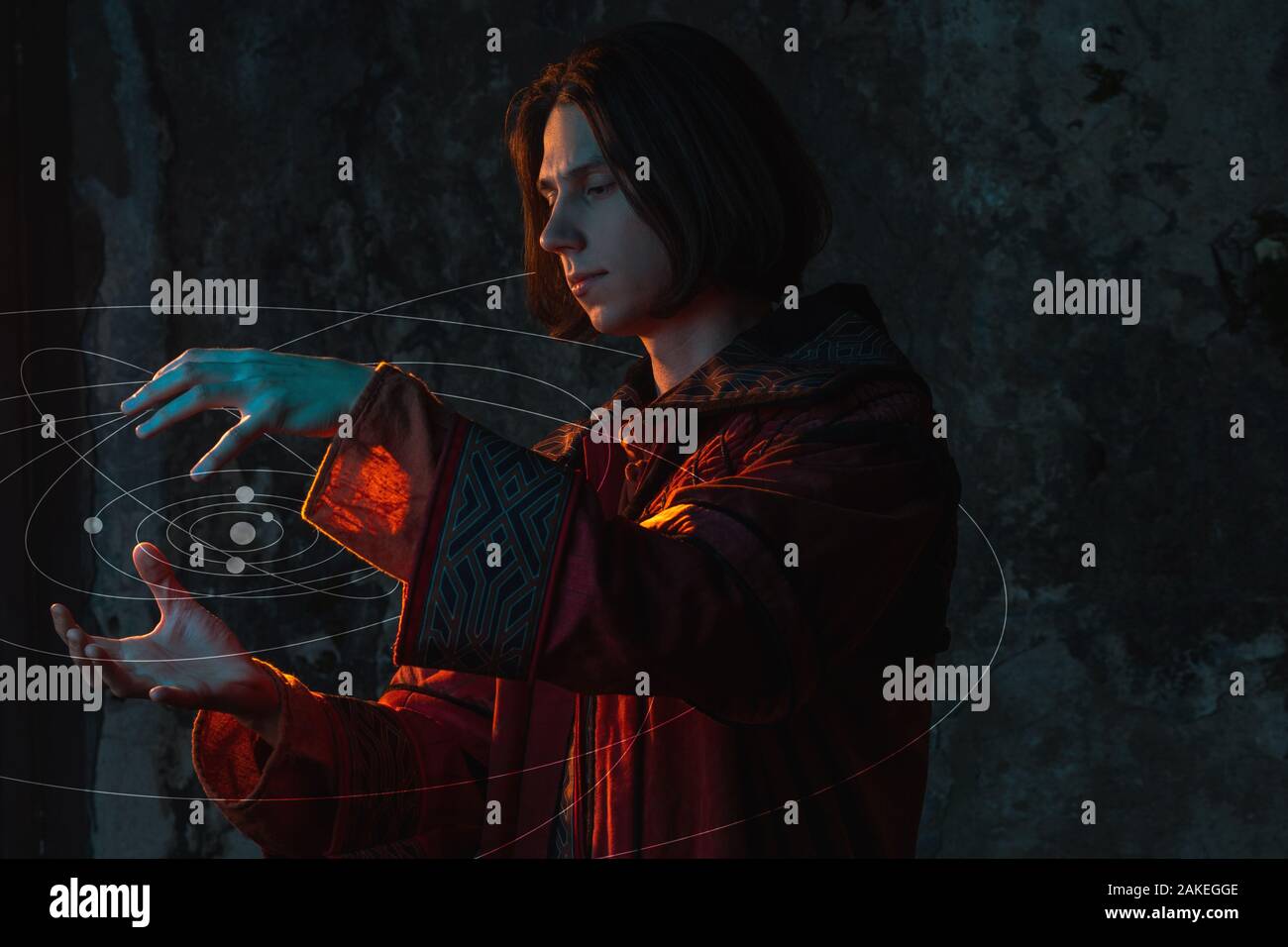 History of scientific knowledge, the concept. A young man in the image ...