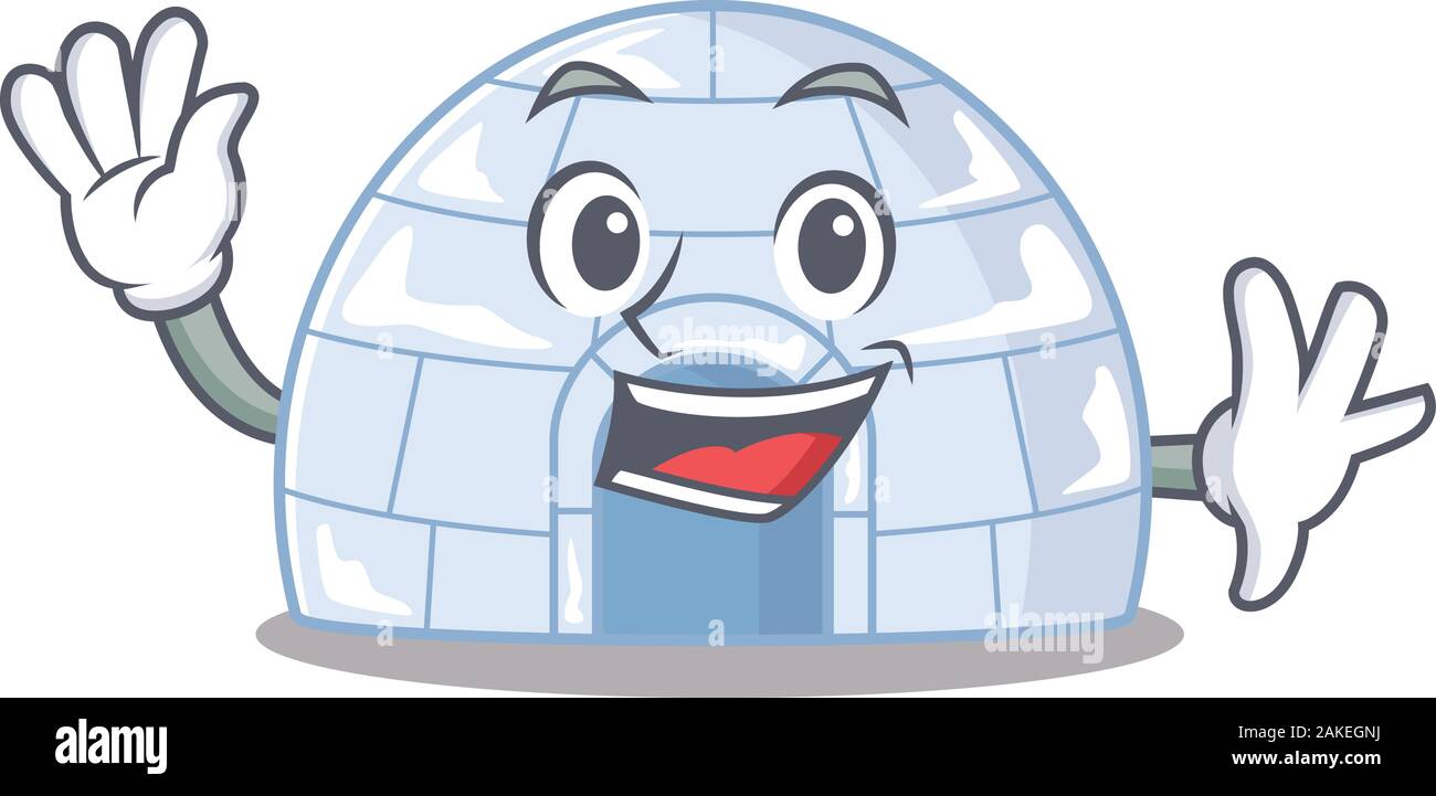 Waving friendly igloo cartoon character in design Stock Vector Image ...
