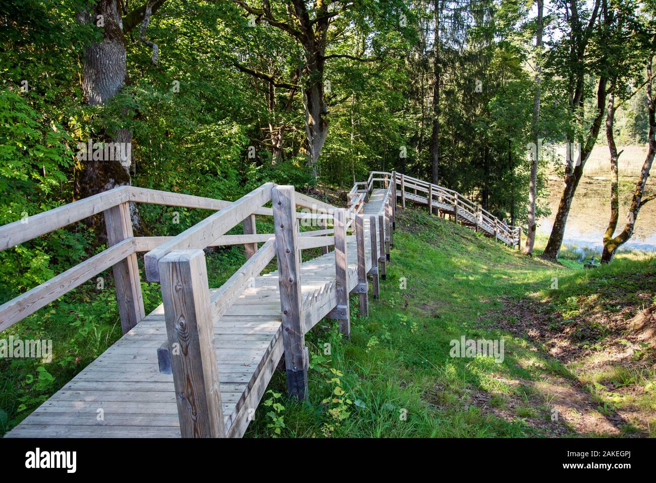 Wooden stairs to the lake Stock Photo - Alamy