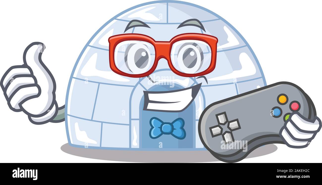 Smiley gamer igloo cartoon mascot in style Stock Vector Image & Art - Alamy