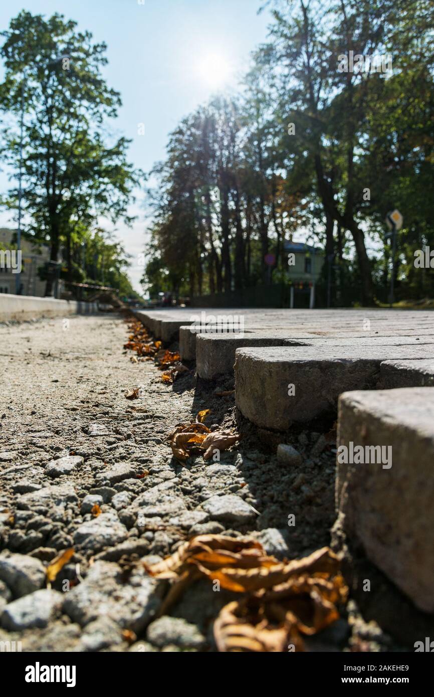 Road construction in small city Stock Photo - Alamy