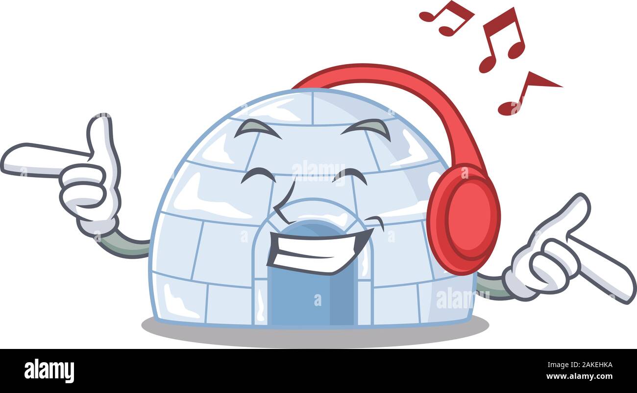 Listening music igloo mascot cartoon character design Stock Vector ...