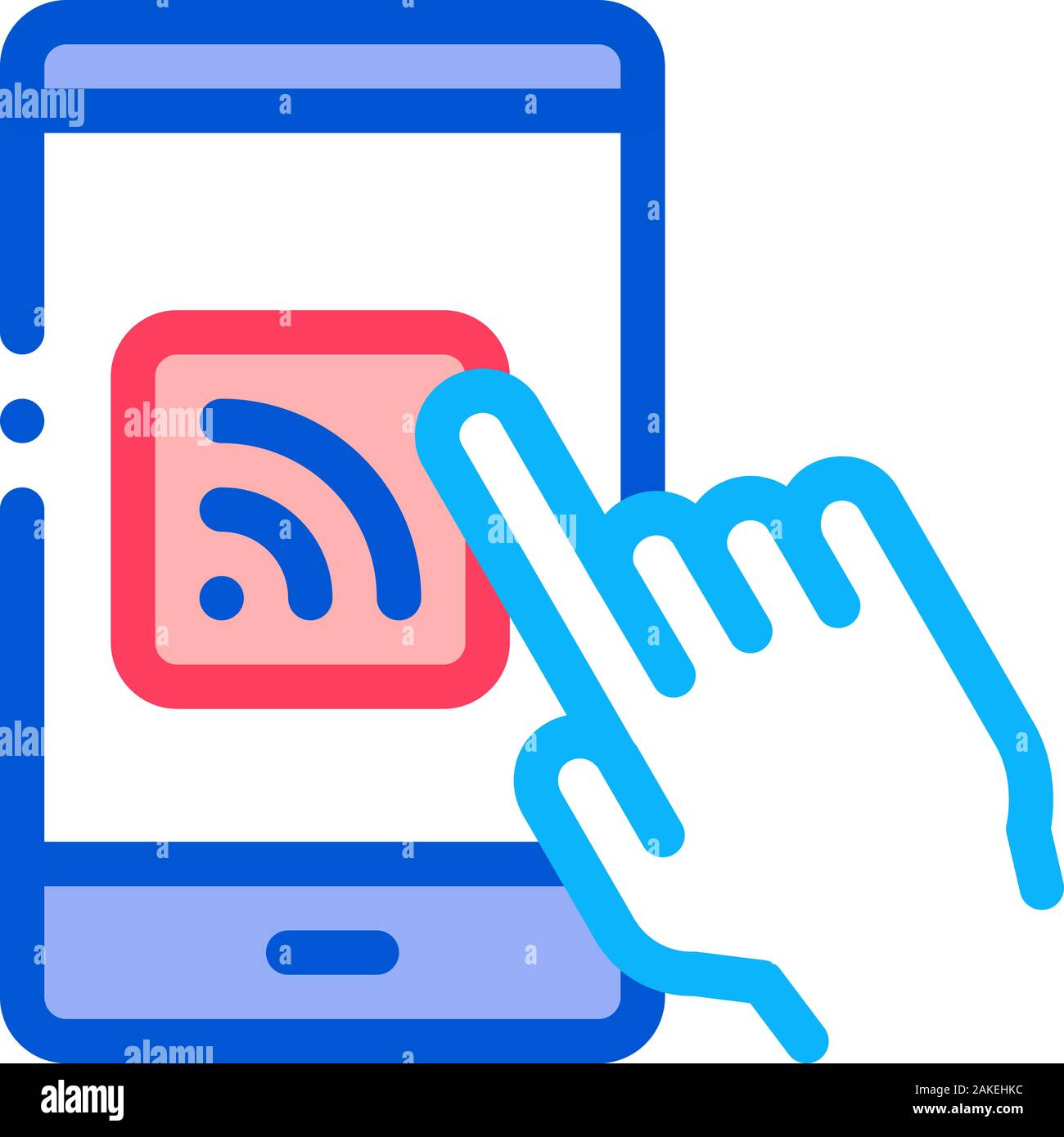 Hand Push Wifi Button Icon Outline Illustration Stock Vector Image ...