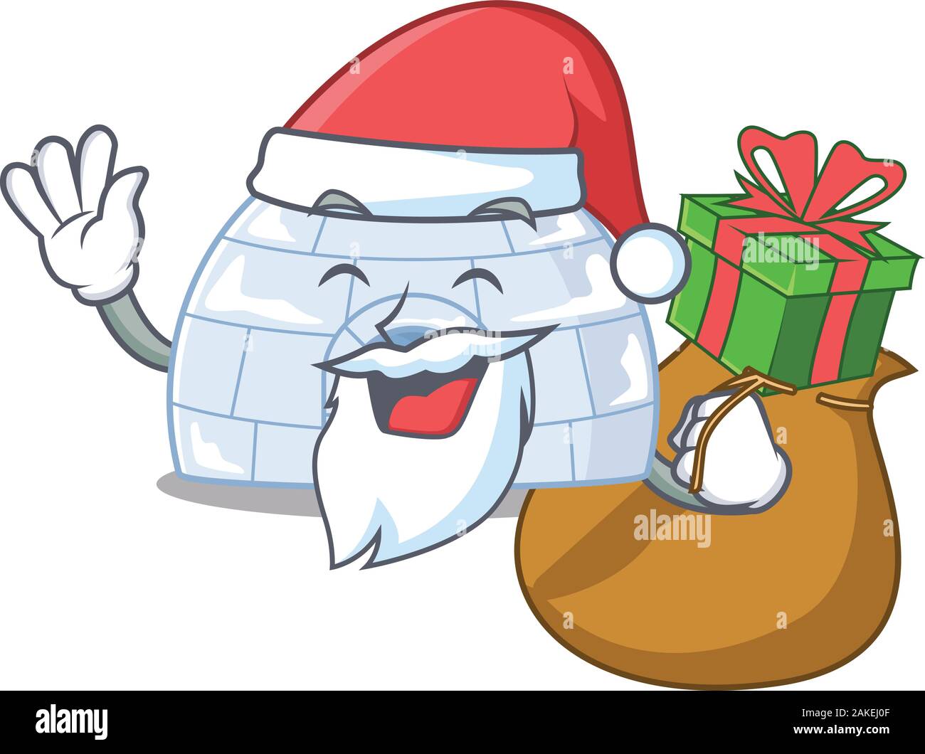 Santa igloo Cartoon character design having box of gift Stock Vector ...