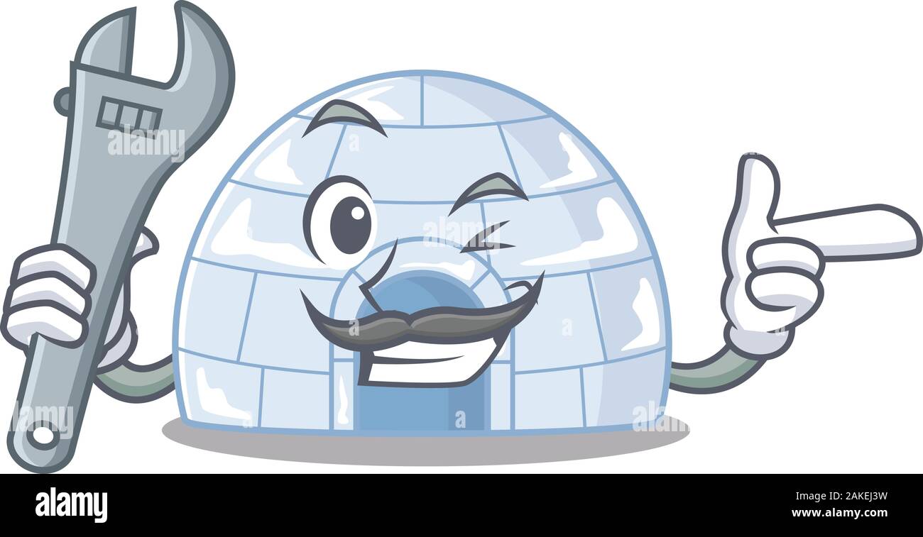 Smart Mechanic igloo cartoon character in design Stock Vector Image ...