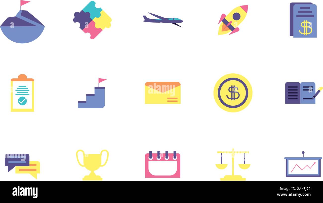 Business icon set design, Management workforce financial item corporate ...