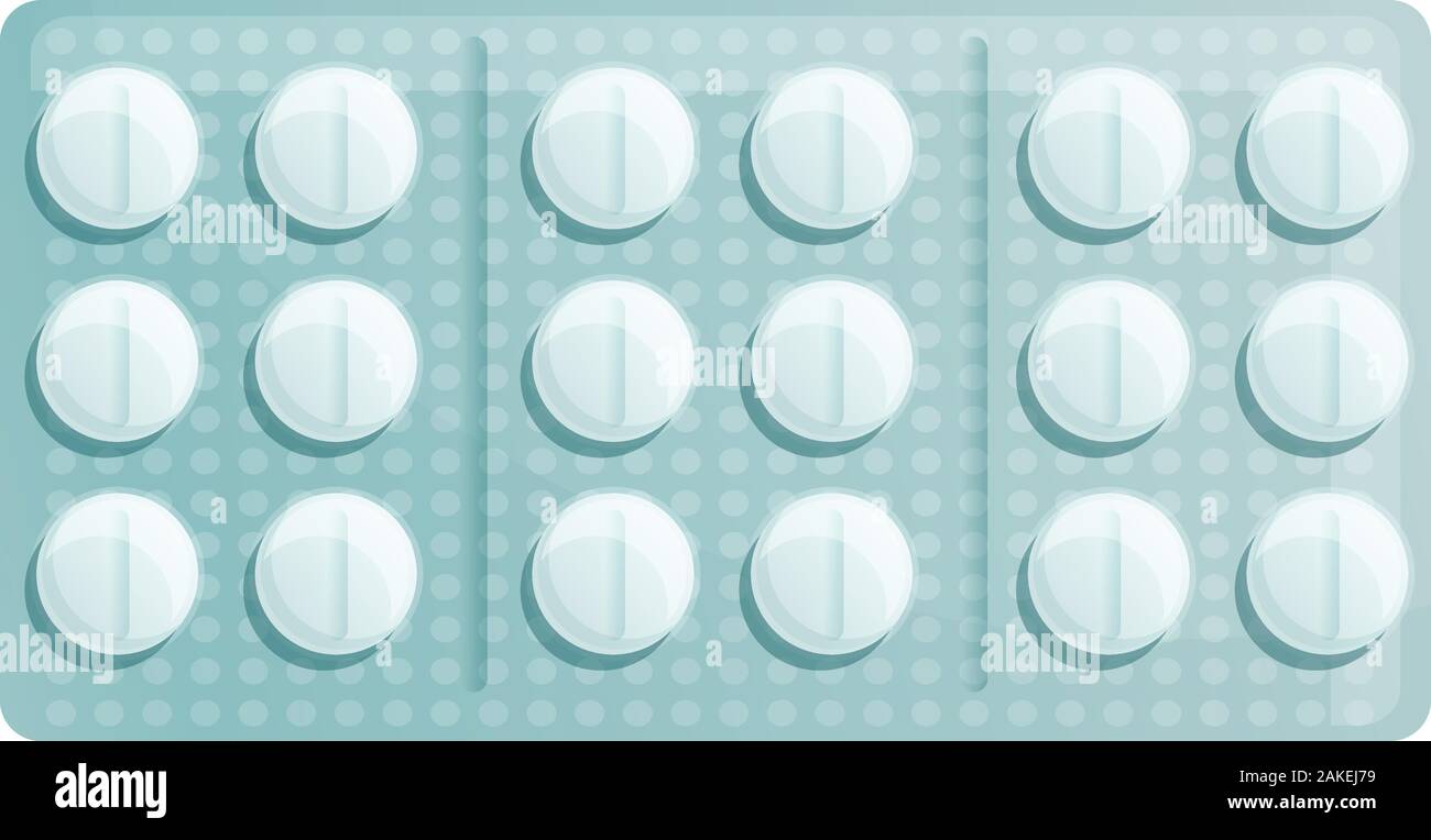 Round pills pack icon. Cartoon of round pills pack vector icon for web ...