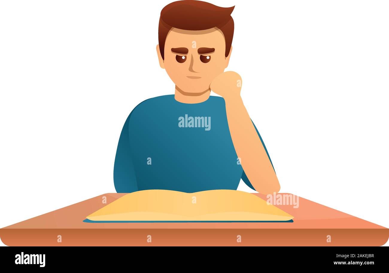 Concentrated book learning icon. Cartoon of concentrated book learning ...