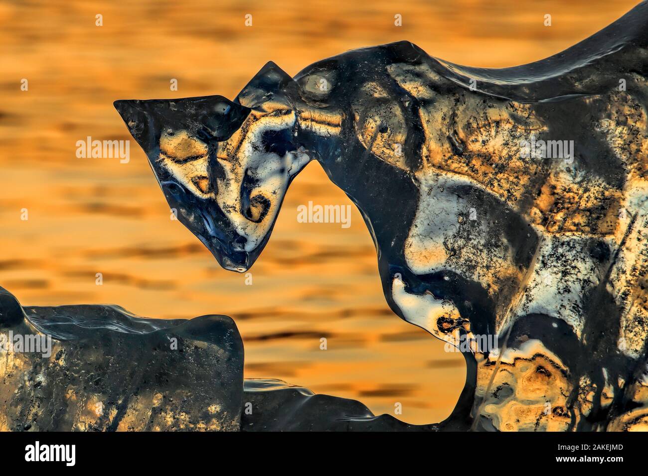 Cat-shaped iceberg at sunset, Svalbard, Norway, October 2017 Stock ...