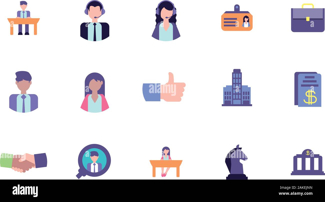 Business icon set design, Management workforce financial item corporate ...