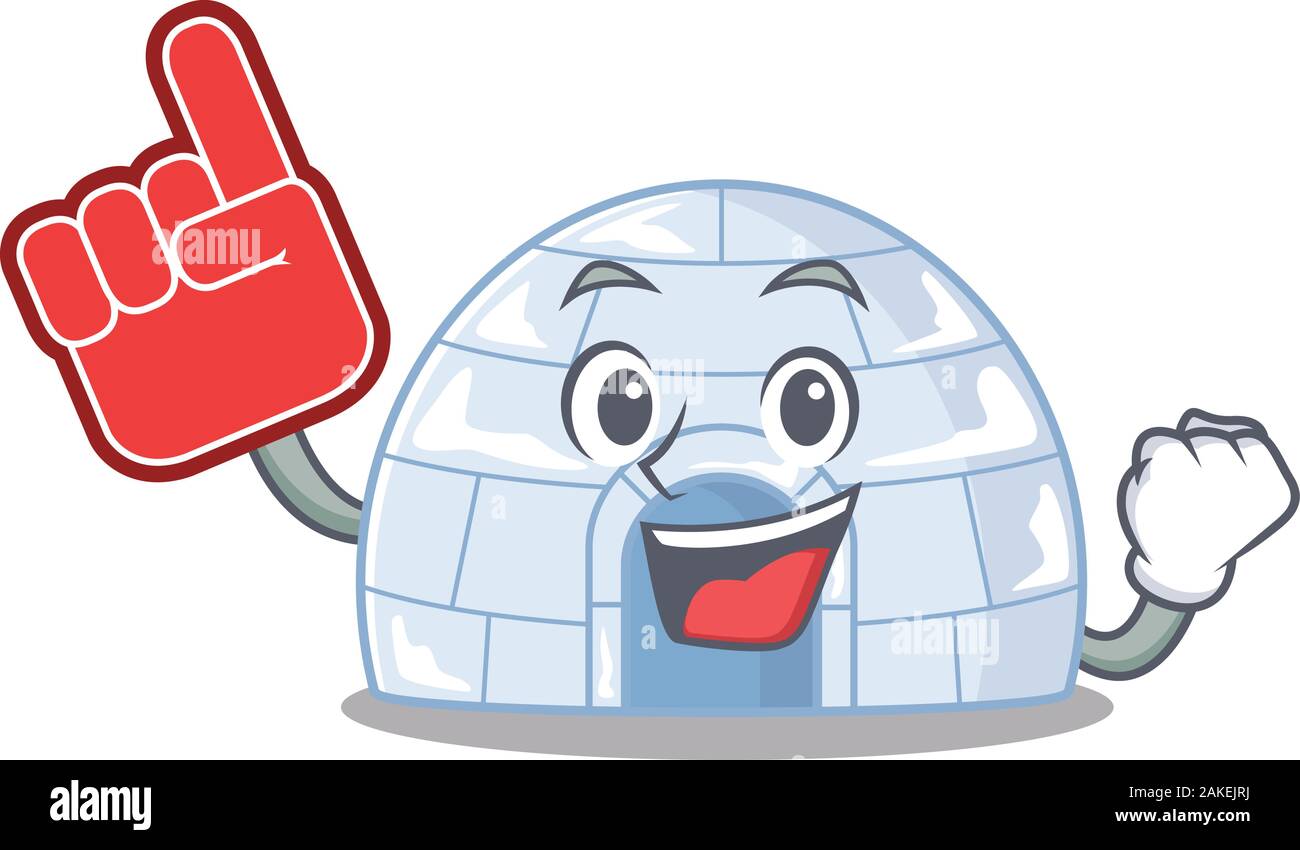 Igloo mascot cartoon style holding a Foam finger Stock Vector Image ...