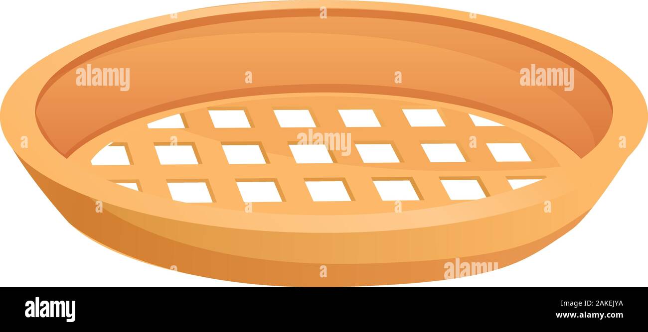 Wood sieve plate icon. Cartoon of wood sieve plate vector icon for web ...
