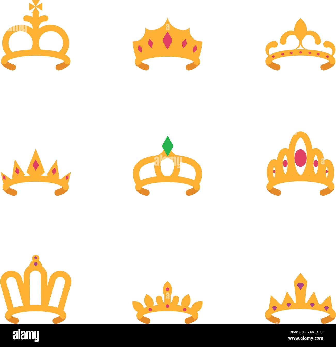 Crowns icon set design, Royal king queen luxury jewelry kingdom ...