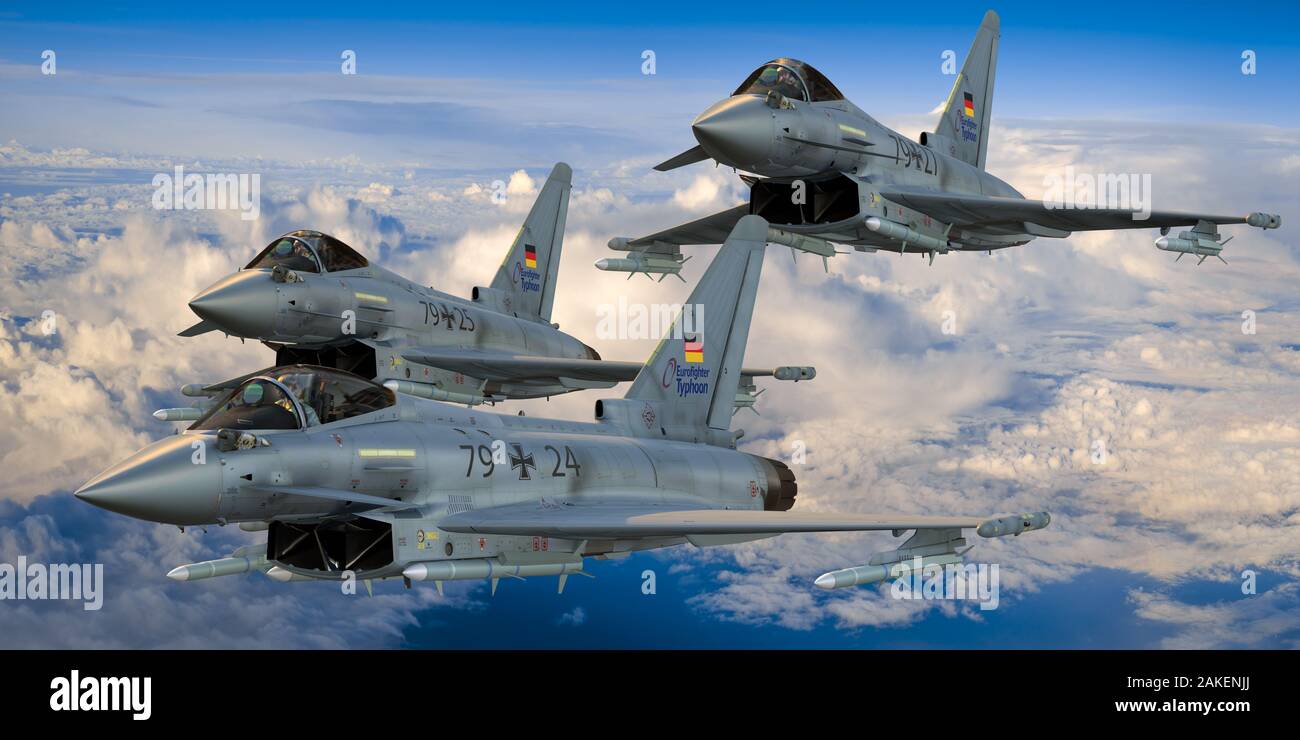 Eurofighter Typhoon German Air Force in combat formation Stock Photo ...