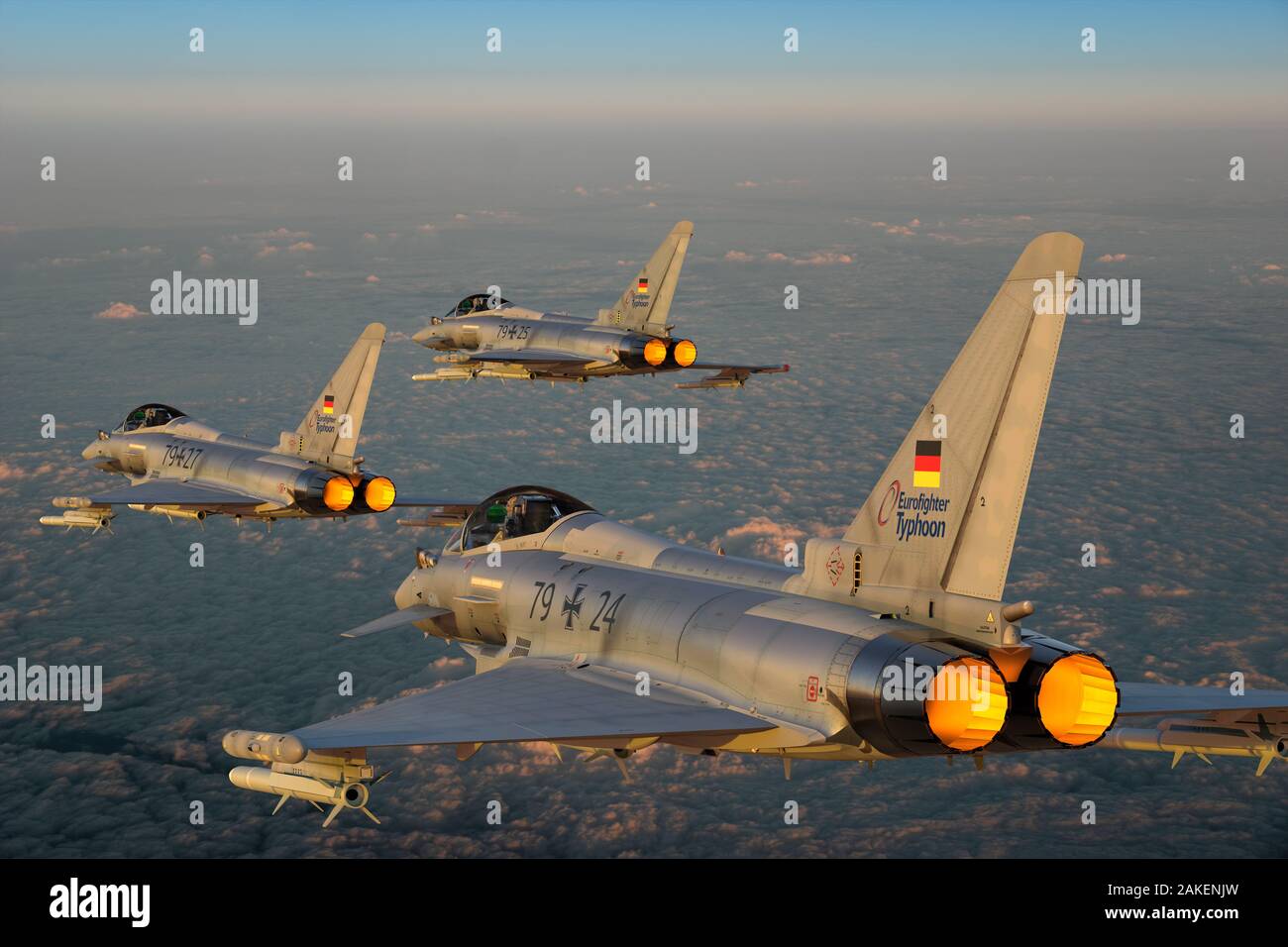Eurofighter Typhoon German Air Force in combat formation Stock Photo ...