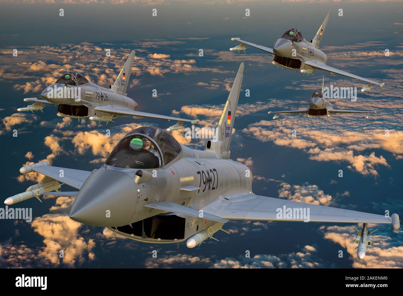 Eurofighter Typhoon German Air Force in combat formation Stock Photo ...