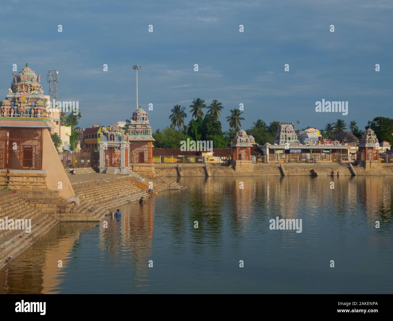 People of Hindu religion bathing in religious Haridranathi water tank ...