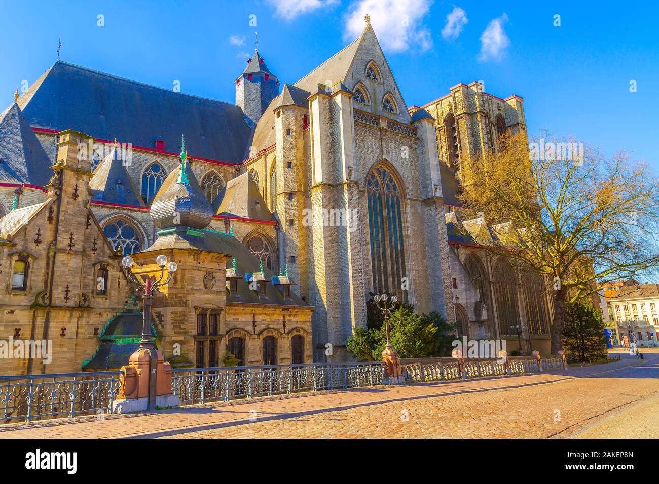 Medieval St. Michael church cathedral in Ghent or Gent, Belgium, Sint ...