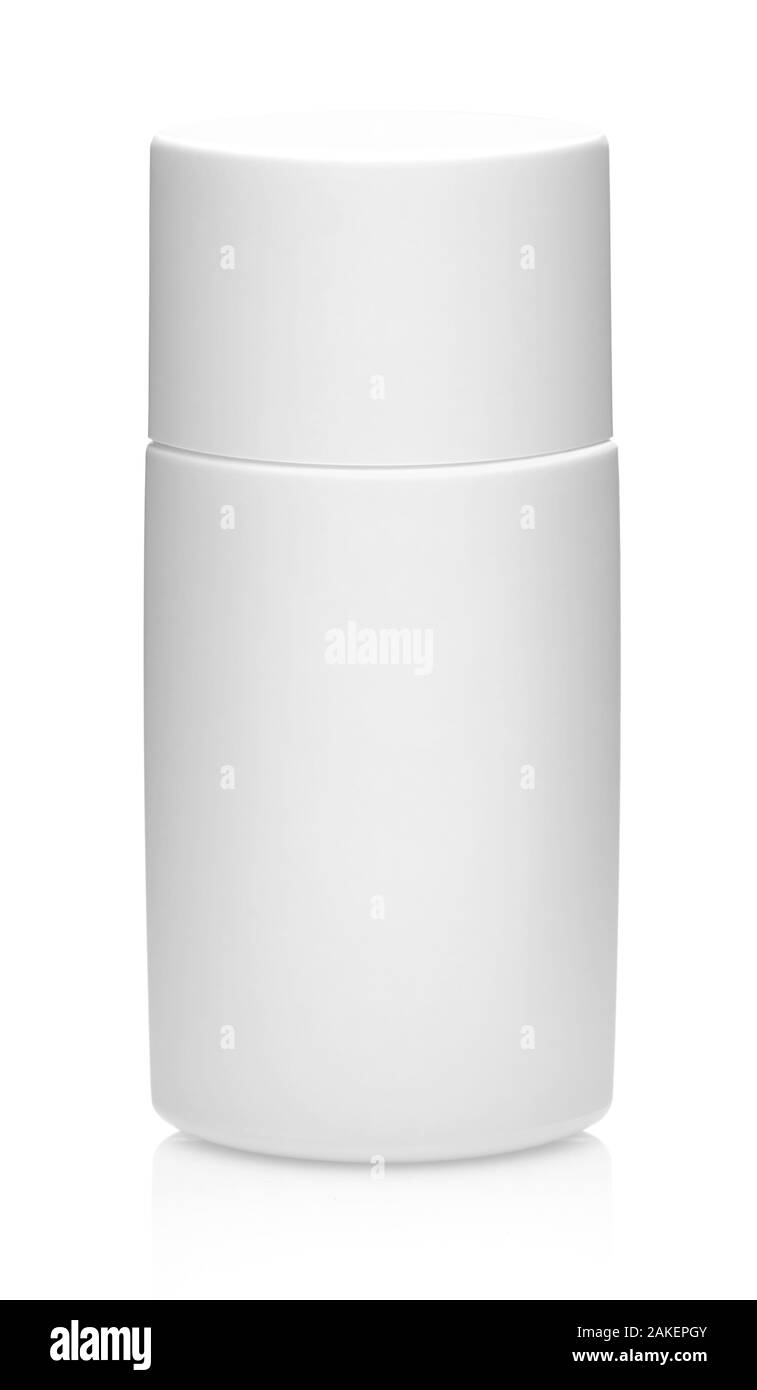 White plastic bottle or container without label for cosmetics, makeup ...