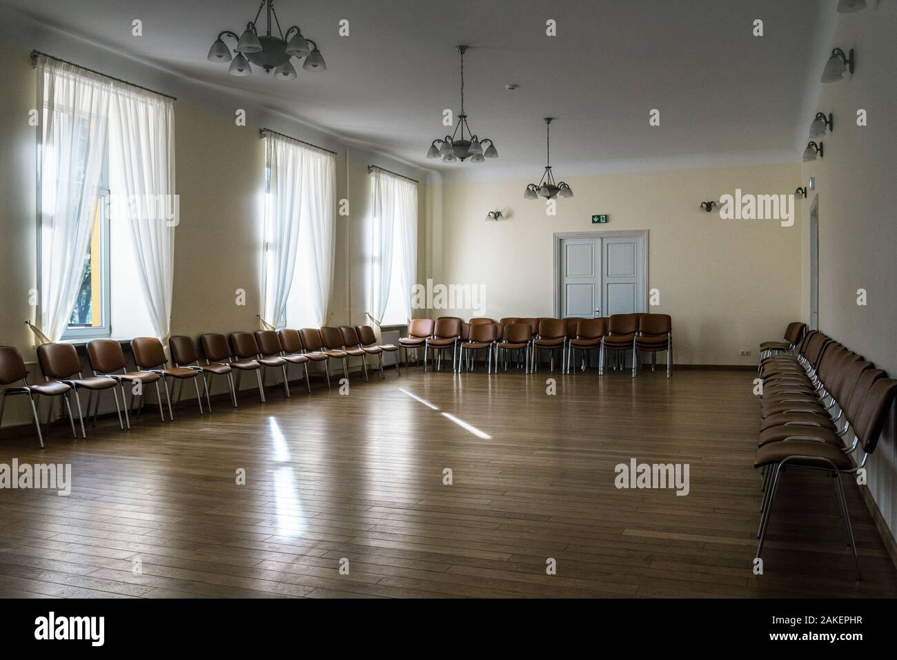 Empty hall with laminate floor Stock Photo - Alamy