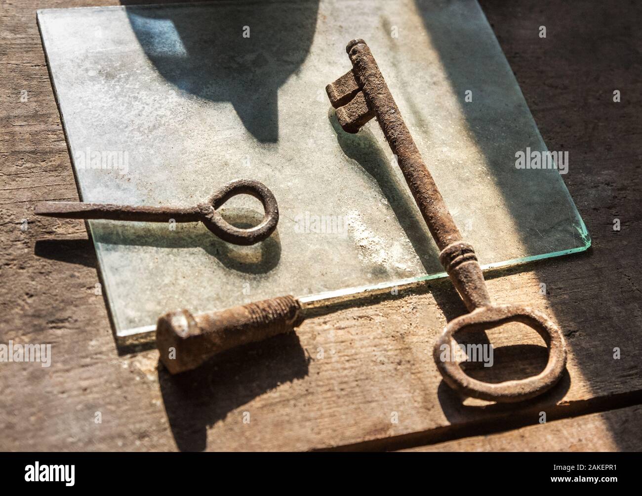 Old key and other details in the barn Stock Photo - Alamy
