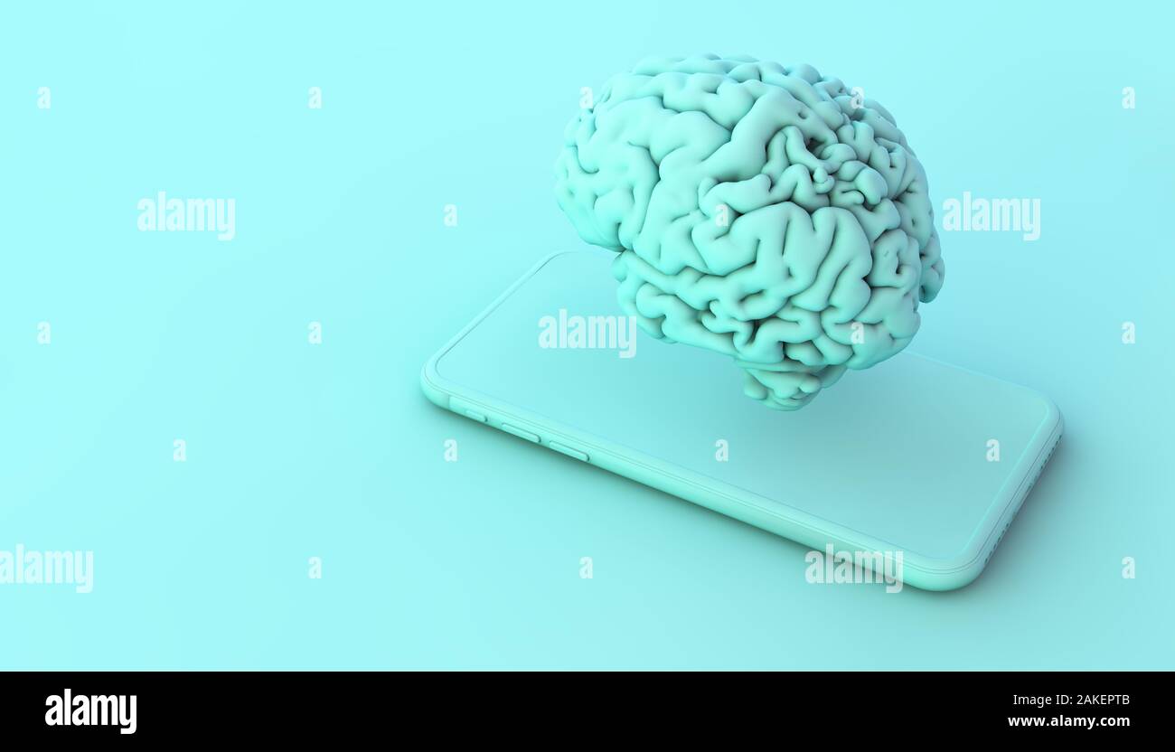 Cell phone and human brain hi-res stock photography and images - Alamy