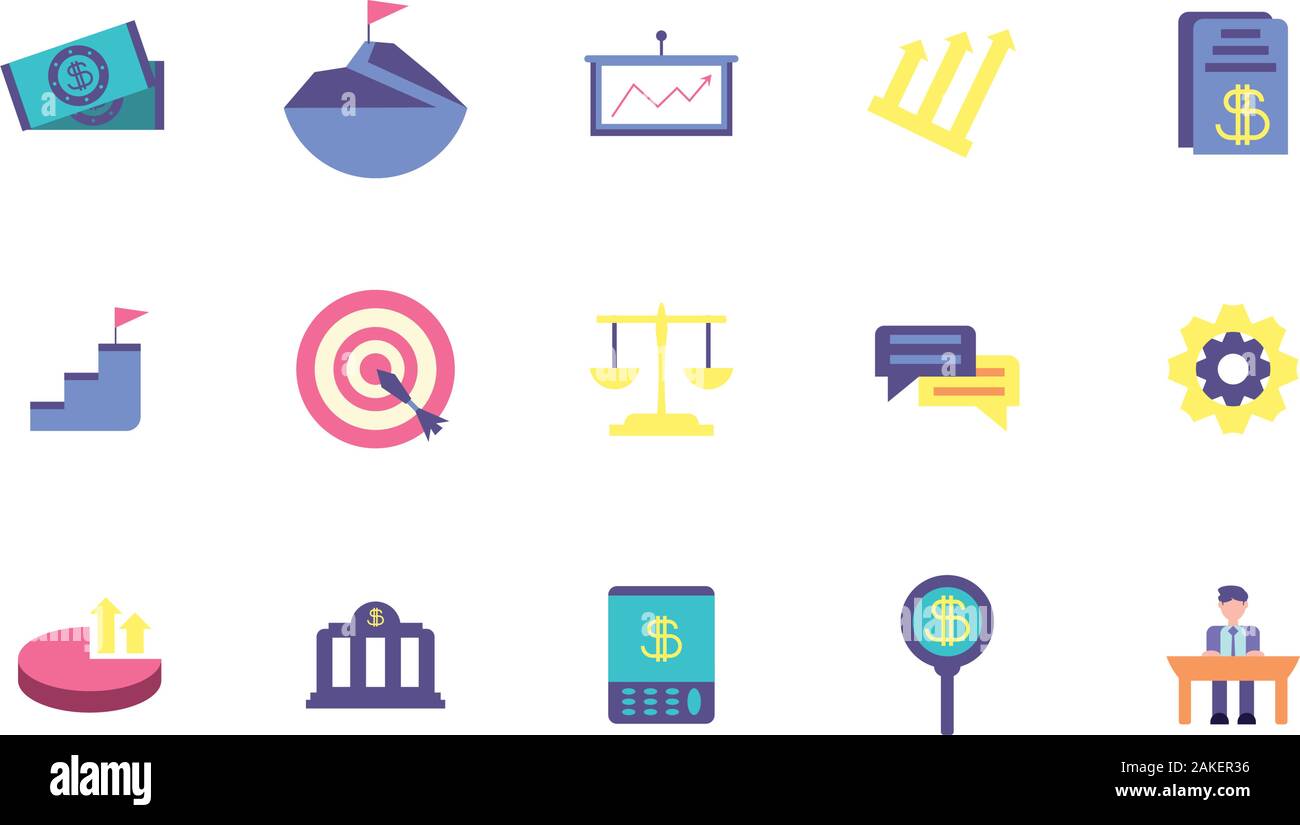 Business icon set design, Management workforce financial item corporate ...