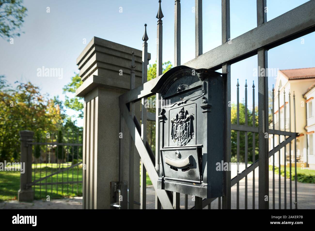 Post box of manor house in countryside Stock Photo - Alamy