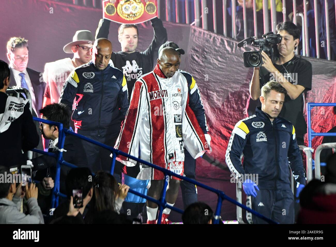 South Africa's Moruti Mthalane enters the ring before the IBF flyweight ...