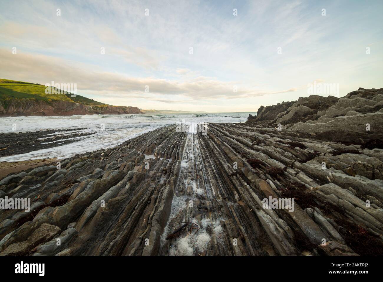 The flysch formations in Zumaia in the Basque country, Spain Stock ...
