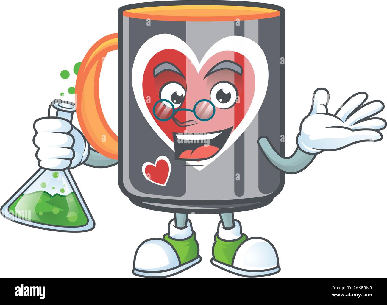 Smart Professor mug love cartoon character with glass tube Stock Vector ...