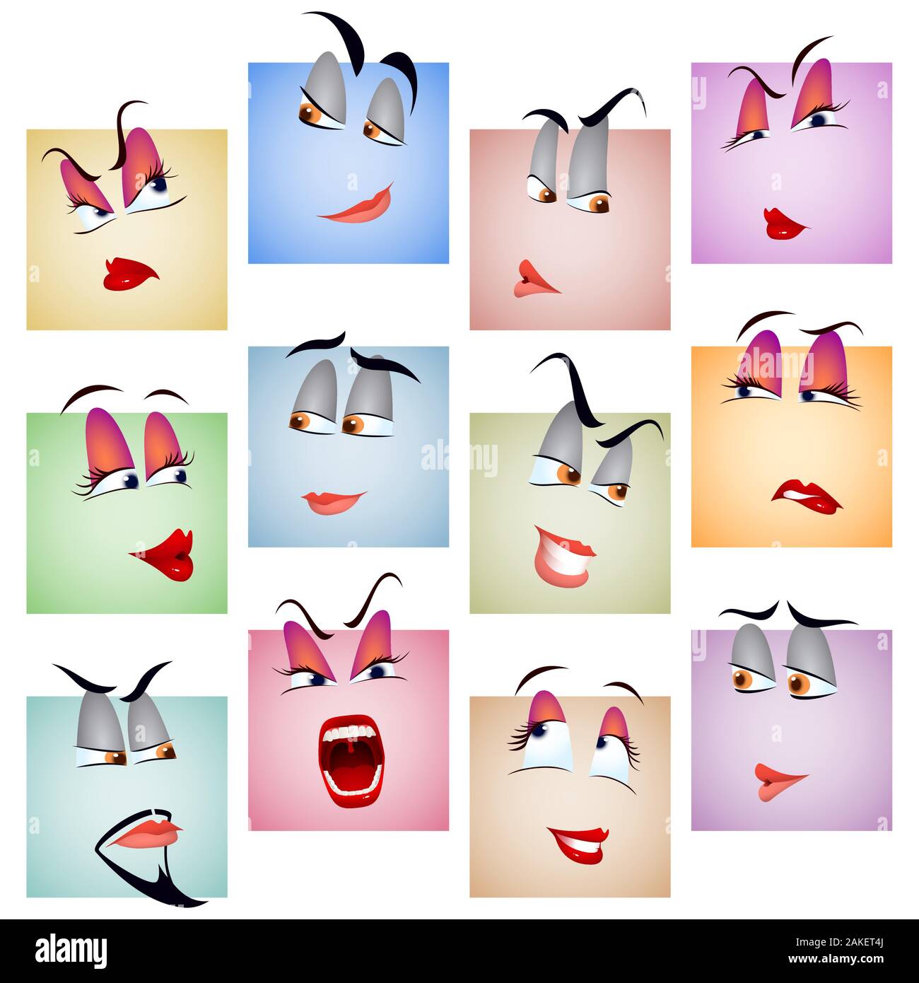 Avatars, icons, smiles, faces with various emotions and characters ...