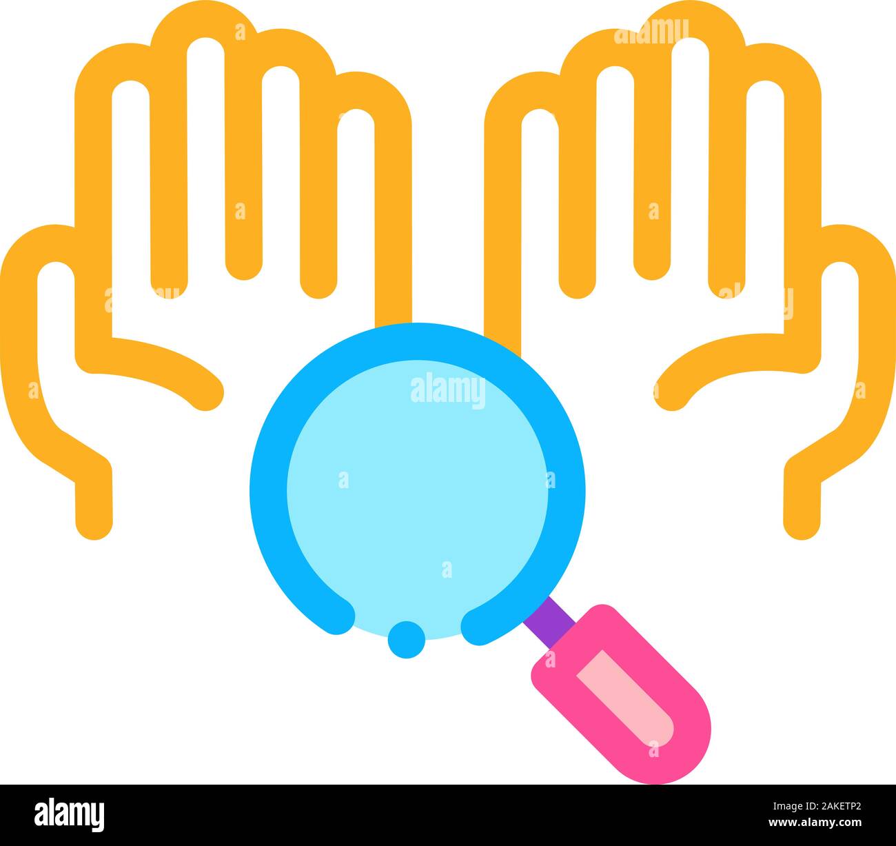 Hands And Magnifier Icon Outline Illustration Stock Vector Image & Art ...