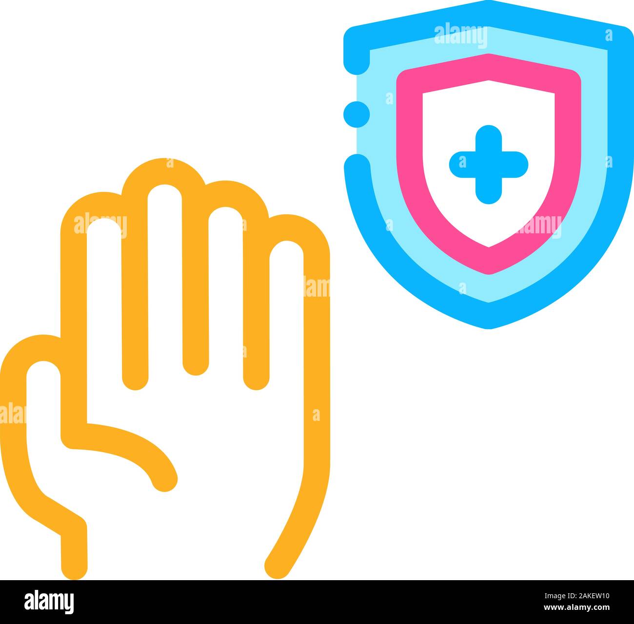 Hand Shield With Cross Icon Outline Illustration Stock Vector Image ...