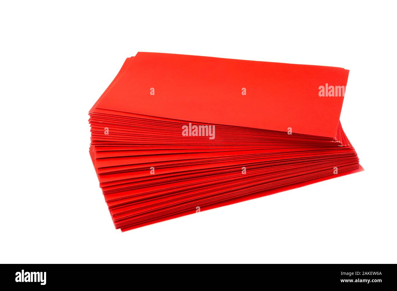 Stacked red empty envelopes on white background, The concept Ang Pao or ...
