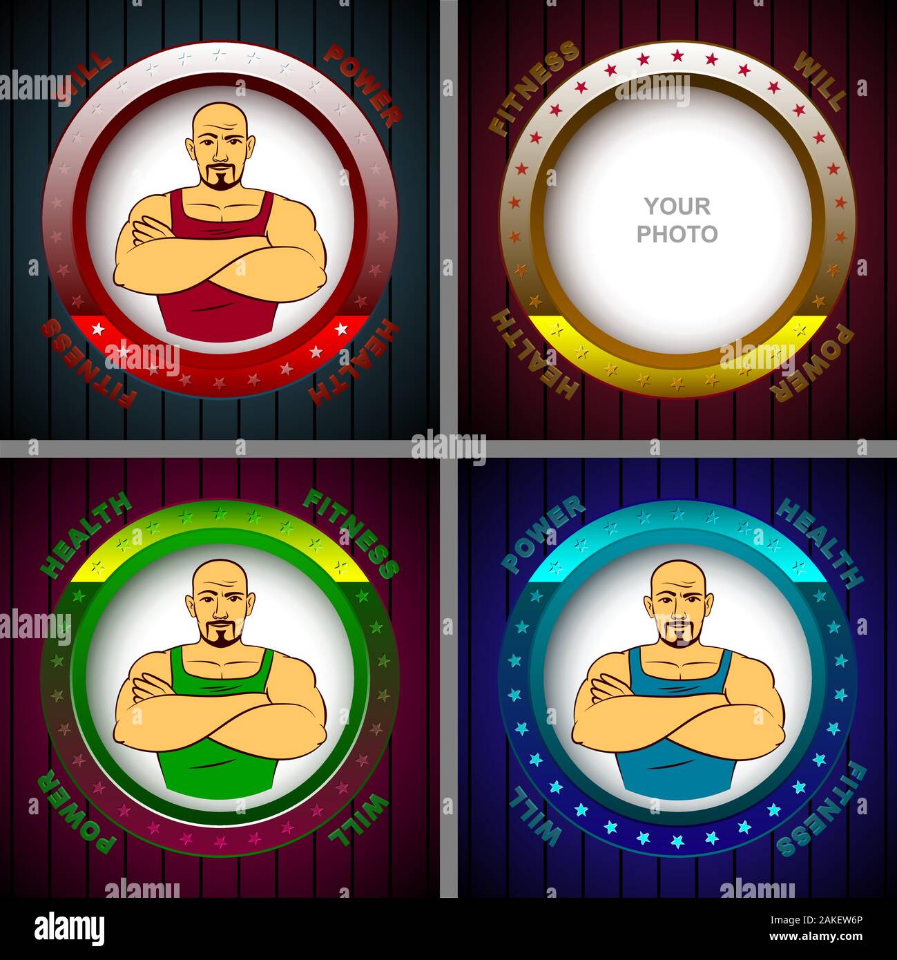 Athlete in the photo frame with the words of Will, Power, Fitness ...