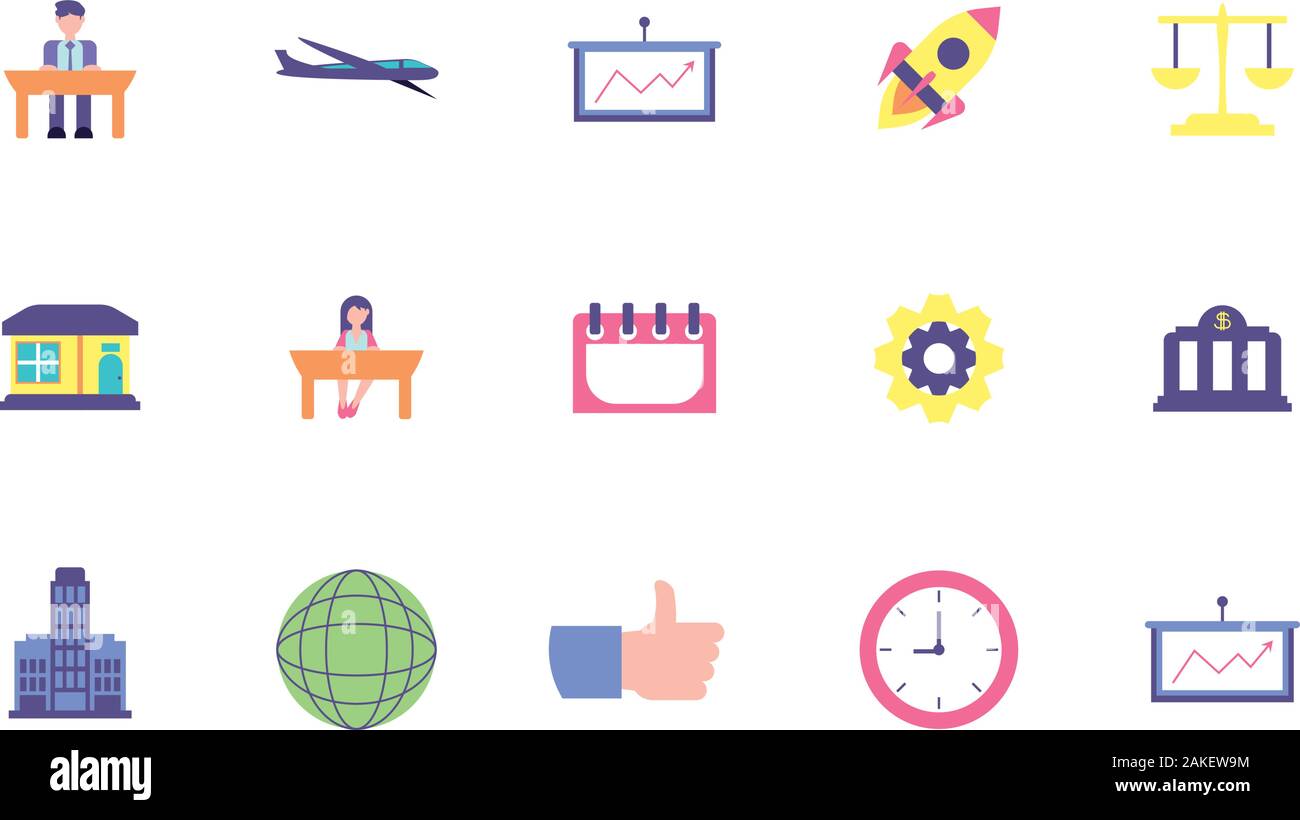Business icon set design, Management workforce financial item corporate ...
