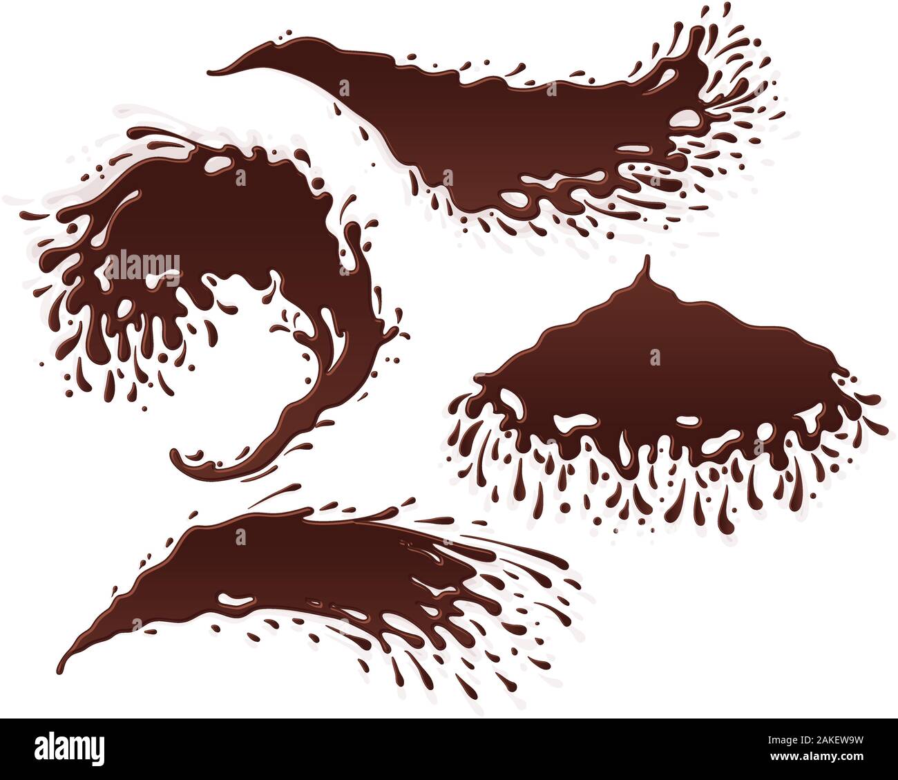 Chocolate splashing jet; Splash of hot dark or milk chocolate stream ...