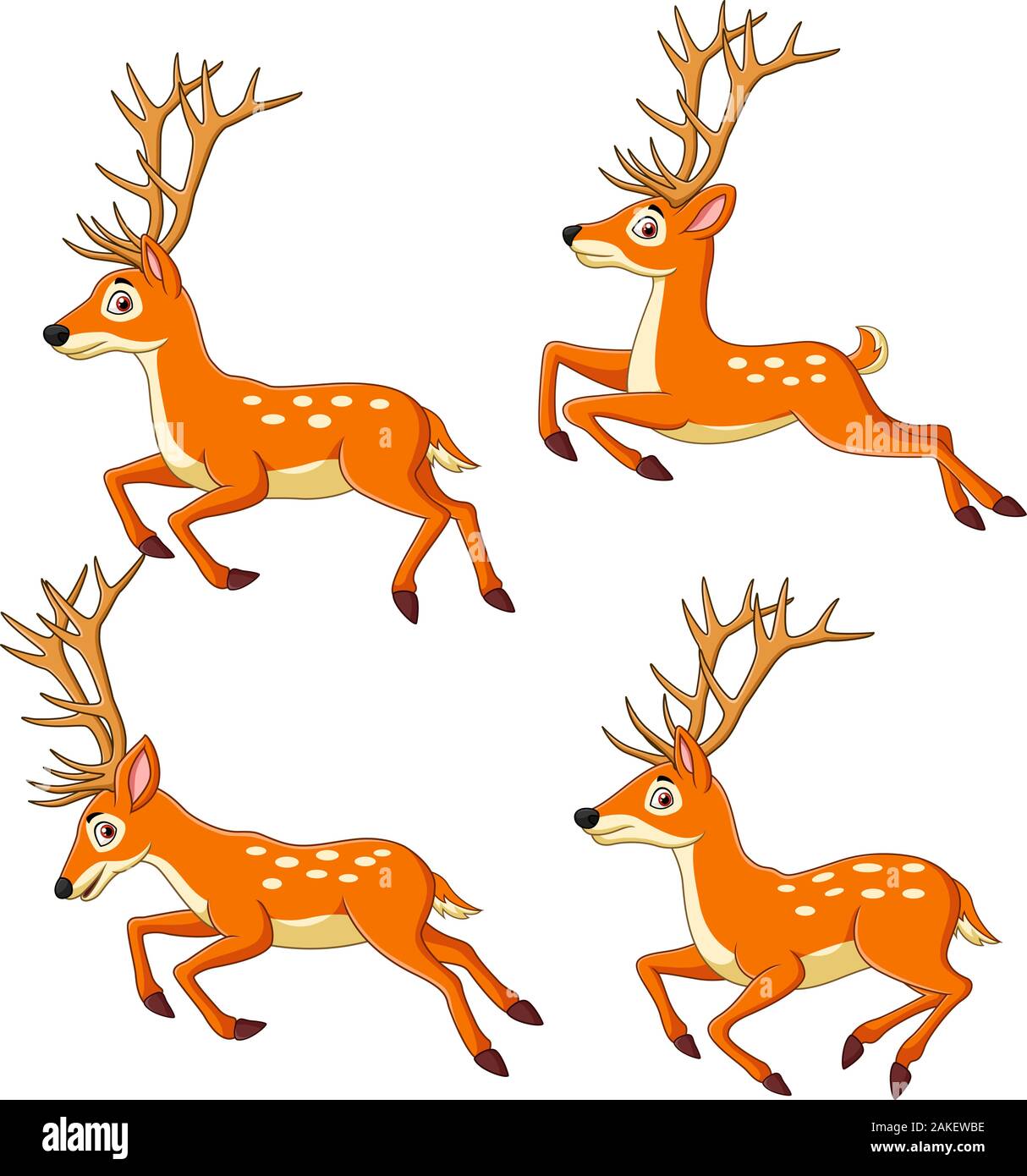 Set of Reindeer cartoon isolated on white background Stock Vector Image ...