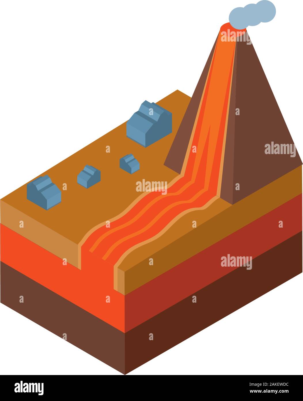Isometric volcano and stones design, Nature element earth eco ecology ...