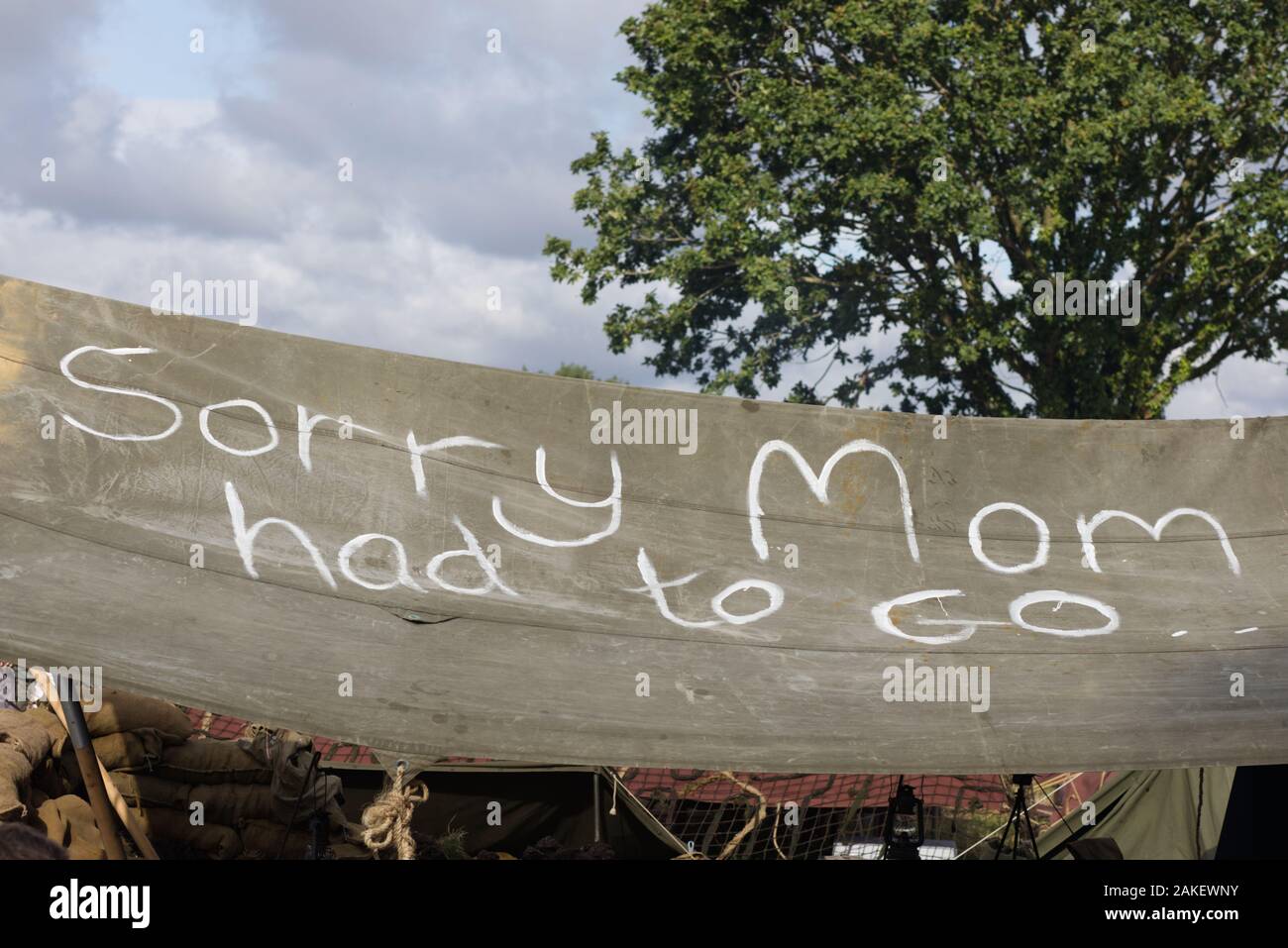sorry mum i had to go, sign from a son going off to war in 1940s, world ...