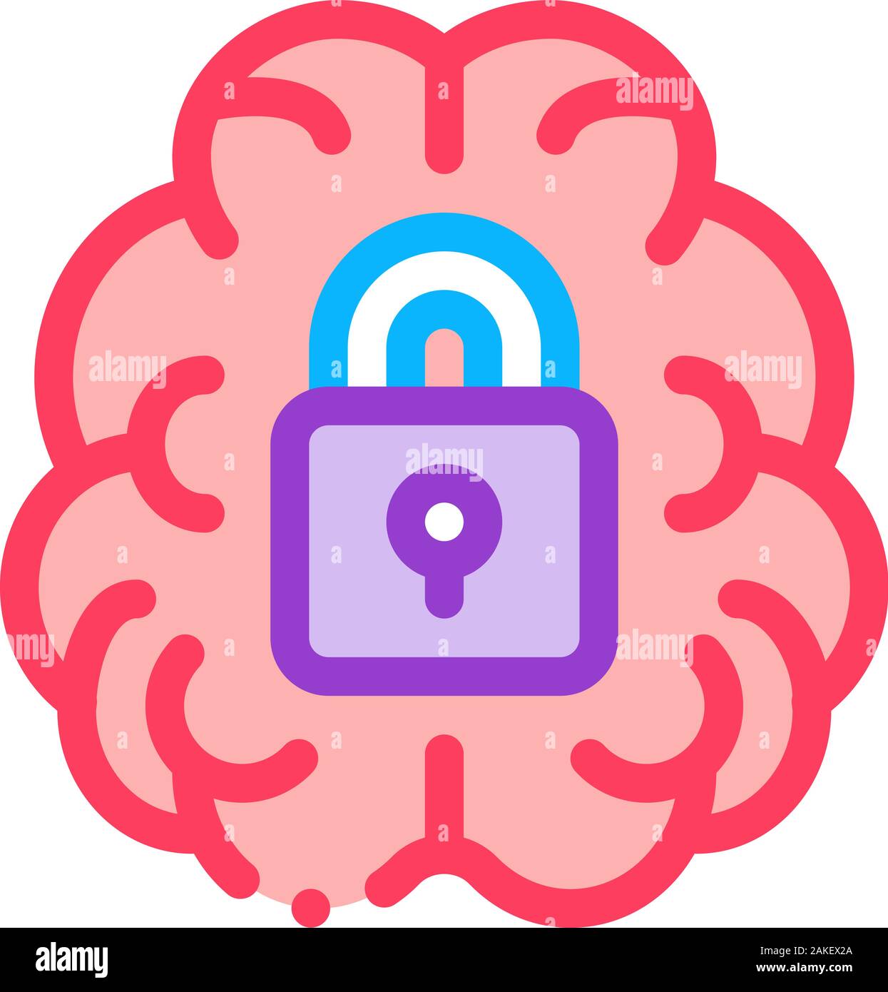 Brain And Locked Padlock Icon Outline Illustration Stock Vector Image ...